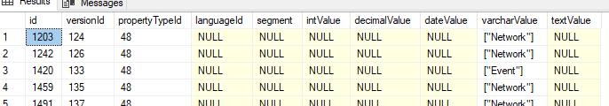 v8 prevalues from a specific data type
